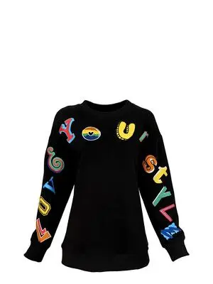 LALIPOP DESIGN Love Your Style Sweatshirt With Embroidered Patches - Black