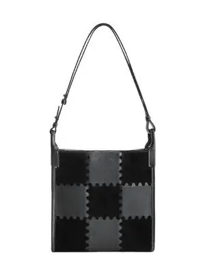 ORANGE CUBE Medium Square Stitch Tote Bag - Black
