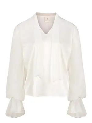 GUNDA HAFNER LTD Cream Silk Blouse With Sheer Sleeves - White
