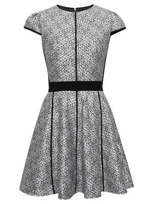 SMART AND JOY Fit-and-flare Printed Suede Dress - Grey