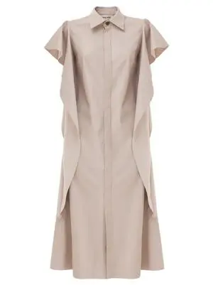 JULIA ALLERT Neutrals Draped Faux Leather Shirt Dress – Beige - Beige/black