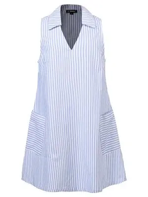 SMART AND JOY Striped Trapeze Minimalist Mini Dress - Blue