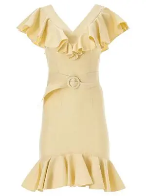 LITA COUTURE Lemonade Ruffle Belted Dress