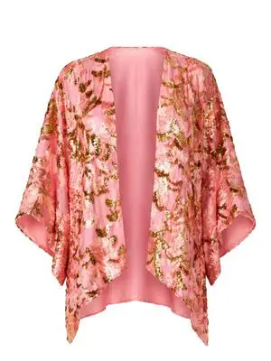 SACHA DRAKE Blossom Kimono In Gold - Pink