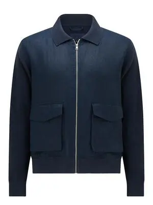 GUARDS LONDON Carter Linen & Knitted Casual Jacket - Blue