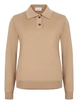 SALANIDA Neutrals Galante 100% Merino Polo Top - Beige