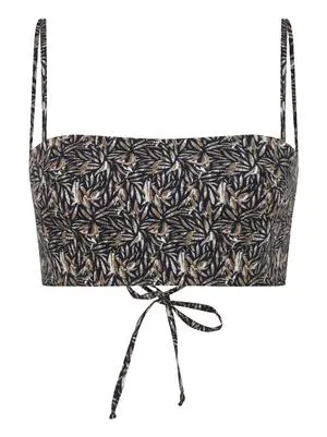 NAZLI CEREN Lalia Printed Cotton Top In Brown