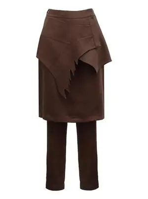 JULIA ALLERT Unique Hybrid Satin Skirt-pants - Brown