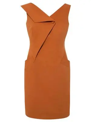 FEMPONIQ Asymmetric Lapel Tailored Cotton Dress Burnt - Orange