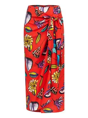 MARIANNA DÉRI Wrap Skirt With Flower Print - Red
