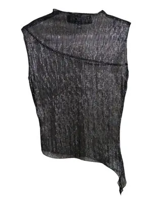 AMORTIZIA Belladona Top Metallic Shimmer Asymmetric Top - Grey