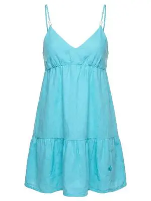 MAISON TANGERINE Linen Dress Aqua - Blue