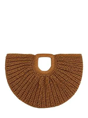 NUVV COLLECTION Natural Handwoven Raffia Tote Bag - Brown