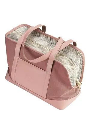 Zoë Pet Atelier Leather & Canvas Light Weight Dog Carrier - Pink