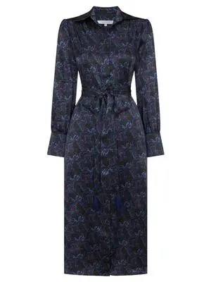 REALLY WILD CLOTHING Birch Print Silk Shirt Dress - Blue