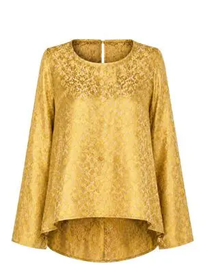 SILK AND BEARS Ophelia En Eclipse Draped Silk Tunic Blouse - Gold