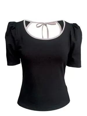 FROCK TALES Black / Silver Belle Top With Scoop Neck In Black And Silver - Black/silver