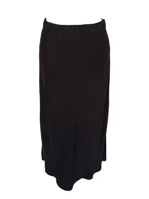 Haris Cotton Satin Viscose Midi Skirt With Elastic Waist And Back Darts - Black