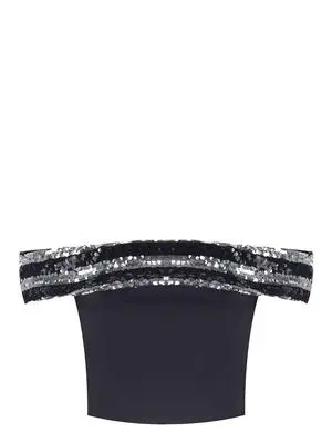 MADEBYZA Off The Shoulder Sequinned Top - Black