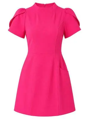 GIRL IN MIND Ami Tulip Sleeve High Neck Mini Dress Fushia - Pink