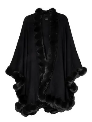 Saachi Faux Fur Cape Kimono - Black