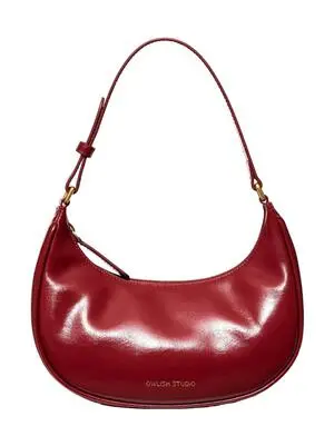 OWLISH STUDIO Mangrove Vegan Leather Shoulder Bag Bordeaux Patent - Red