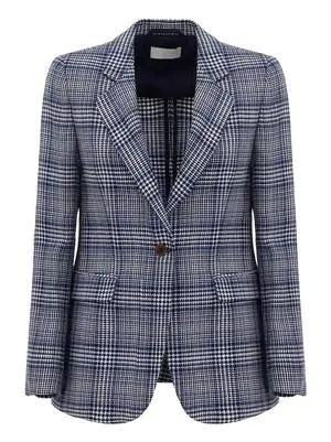 GEORGETTE Deep Plaid Tailored Blazer - Blue