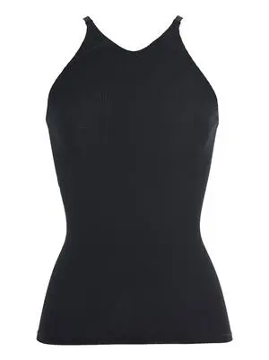 AROMATIQUE Smooth Ribbed Cotton High-neck Tank - Black