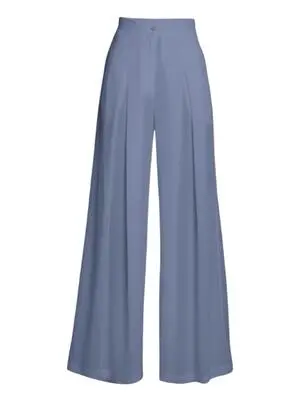 IMAATU Sande High-waist Wide-leg Palazzo Viscose-linen Trousers With Pockets - Blue