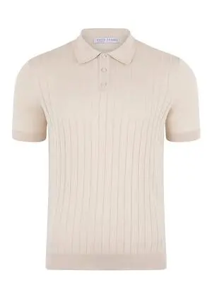 PAUL JAMES KNITWEAR Ultra Fine Cotton Miless Selection Knit Polo Shirt Ecru - White