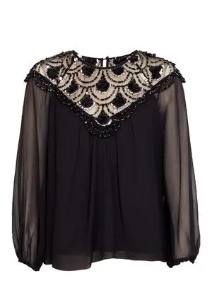 ROSE & NANCY Bea Sequin Blouse - Black