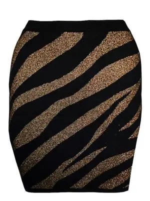 TOUCH BY ADRIANA CAROLINA Black & Metallic Knit Mini Skirt - Gold