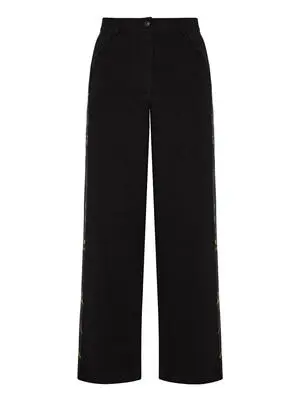 LIMAR Thorn Floral Panel Wide Leg Trousers - Black