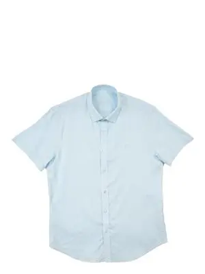 EIGHT X Essential Linen Button Short Sleeve Button Down Shirt Light - Blue