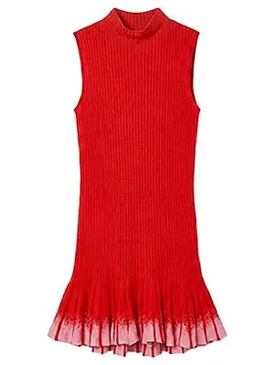 ARTO. Orange / Pink Flying Cotton Knit Summer Wedding Cocktail Mini Dress Orange Pink - Orange/pink