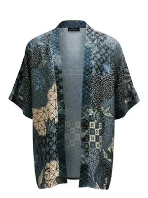 ORIGIN OF HEARTS Nira Resort Satin Kimono Shirt - Blue