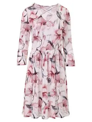 OH!ZUZA NIGHT&DAY White / Grey Casual Soft Viscose Loose Dress Plus Size - White/grey