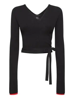 SVETA MILANO Judith Cashmere-wool Blend Wrap Cardigan - Black