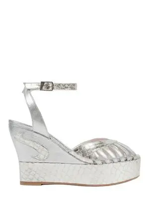 TERRY DE HAVILLAND Margaux Mid Wedge Sandals - Silver