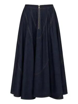 Carmen Says Denim Overpass Midi Skirt - Blue