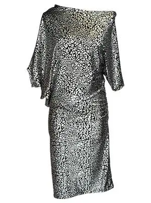 JENNAFER GRACE Black / Silver Chrome Leopard Angle Dress - Black/silver