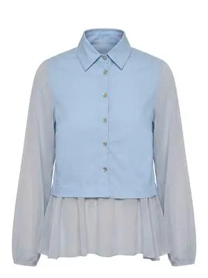 JAMES LAKELAND Powder Contrast Hem Blouse - Blue
