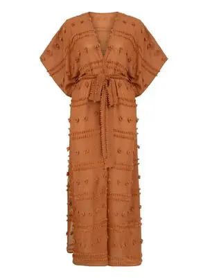 LILAMIE Capri Sleeveless Belted Summer Duster In Brick - Orange