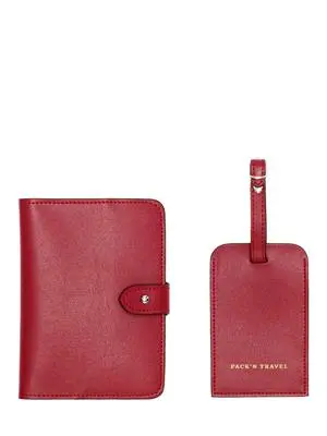 PACK'N TRAVEL Passport Holder & Luggage Tag Cherry - Red