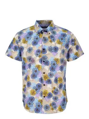 LORDS OF HARLECH Tim Snap Floral Shirt Pumice - Brown
