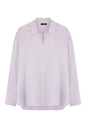 THE SUMMER EDIT Audrey Oversized Silk Shirt - Silver