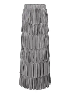 SMART AND JOY Tiered Frill Mesh Skirt - Silver