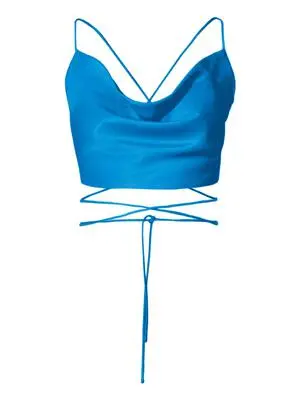 AGGI BY HALEWSKI Lucia Cosmic Satin Crop Top - Blue