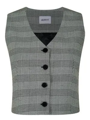 GROWNY Suzie Vest Checked Waistcoat - Grey