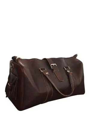 BERBER LEATHER The Rabat Overnight Bag In Dark - Brown